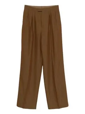 Dries Van Noten Striped Tailored Trousers - Brown