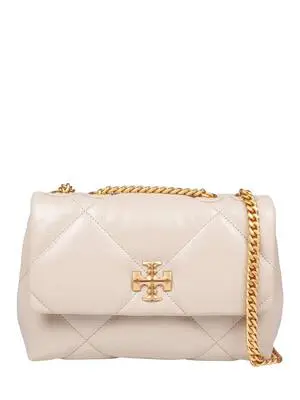 Tory Burch Quilted Flap Shoulder Bag With Gold Tone Hardware - Nude