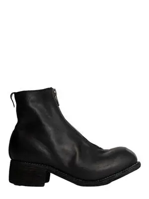 GUIDI Guidi Black Leather Thick-Heeled Boots With Rear Pull-Up And Front Zipper
