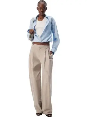 Alexander Wang Alexander Wang Mid-Rise Tailored Wide-Leg Pants Stone
