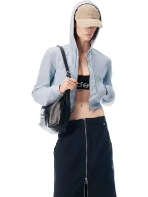 Alexander Wang Crystal Embellished Zip-up Hoodie - Washed Sky