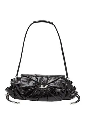 DIESEL® Diesel Scrunch-D Small Shoulder Bag In Shiny Scrunched Leather Black