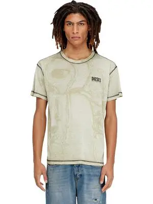 DIESEL® Hemp-cotton T-shirt With All-over Print - Grey
