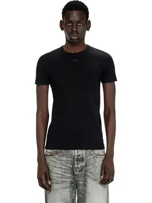 DIESEL® Slim Short-sleeve Top With Laser Cut Oval D - Black