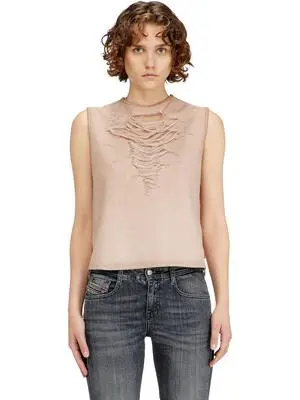DIESEL® Sleeveless Top With Devoré Threads - Pink