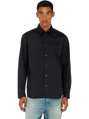 DIESEL® Stretch Poplin Shirt With Embroidery - Black