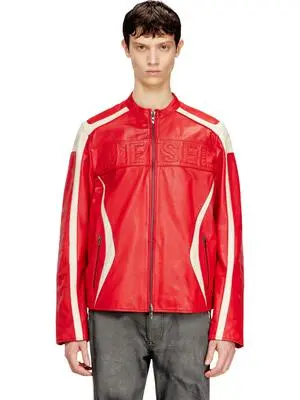 DIESEL® Color-block Leather Biker Jacket - Multicolor