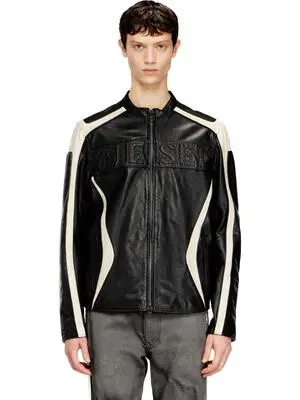 DIESEL® Color-block Leather Biker Jacket - Multicolor