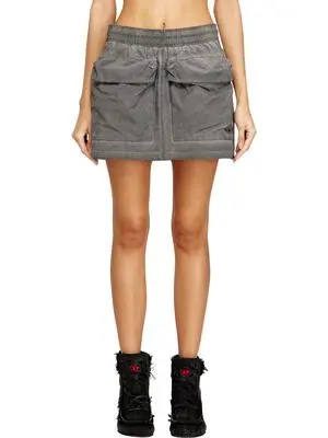 DIESEL® Nylon Mini Skirt With Maxi Pouch Pockets - Grey