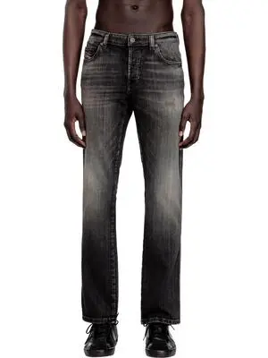 DIESEL® Slim Fit Jeans With Button Fly And Whiskering - Black