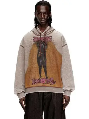 DIESEL® Hoodie With Print And Studs - Multicolor