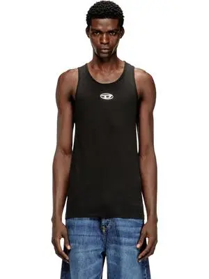 DIESEL® Cotton Tank Top With Logo - Black