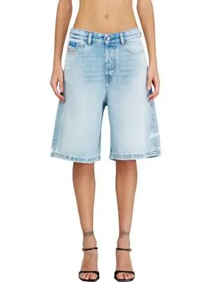 DIESEL® Relaxed-leg Distressed Denim Shorts - Blue