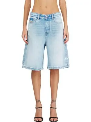 DIESEL® Diesel Relaxed-Leg Distressed Denim Shorts Blue