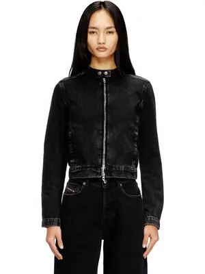 DIESEL® Moto Jacket In Clean-wash Denim - Black