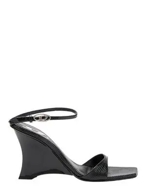 DIESEL® Diesel D-Amber Wedge Sandals In Lizard-Effect Leather
