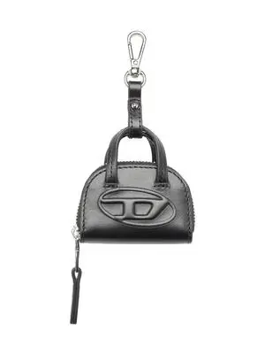 DIESEL® Leather Bag Charm With Oval D Logo - Black