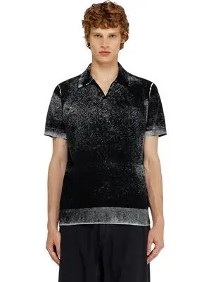 DIESEL® Knit Polo Shirt With Faded Reverse Print - Black