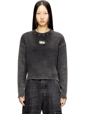 DIESEL® Ribbed Cut-out Jumper With Oval D Plaque - Grey
