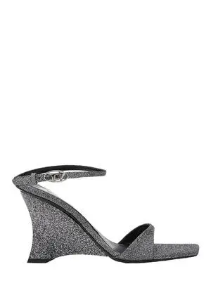 DIESEL® D-amber Wedge Sandals In Lurex - Silver