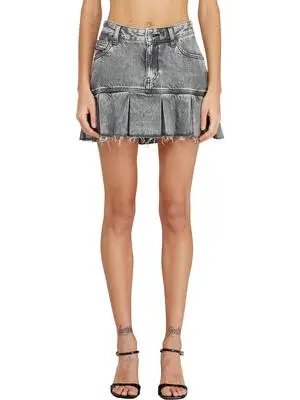 DIESEL® Marbled Denim Pleated Mini Skirt - Grey