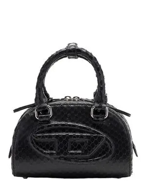 DIESEL® 1dr Dome-mini Bowling Bag In Snake-effect Leather - Black
