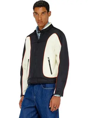 DIESEL® Color-blocked Biker Jacket With Piping - Multicolor