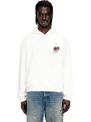 DIESEL® Cotton Hoodie With Cherry Graphic - White