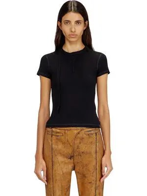 DIESEL® Rib-jersey Biker Neck Strap Top - Black