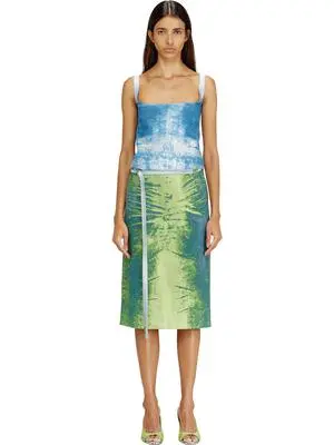 DIESEL® Open-back Apron Dress In Satin Denim - Multicolor