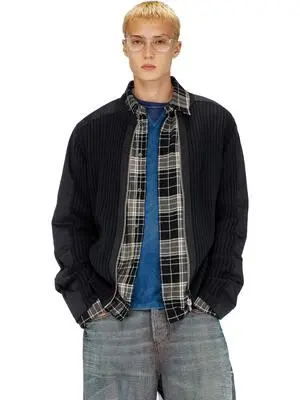DIESEL® Ribbed Cardigan With Utilitarian Panels - Black