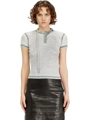 DIESEL® Rib-jersey Biker Neck Strap Top - Grey