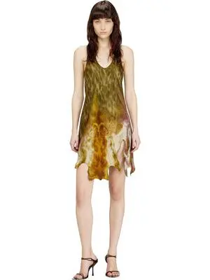 DIESEL® Satin Mini Dress With Embroidered Hide-effect Hem - Multicolor