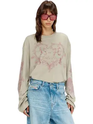 DIESEL® Cotton Long-sleeve T-shirt With Graphic Print - Multicolor