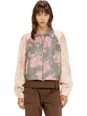 DIESEL® Diesel Floral Crinkled Acetate Bomber Jacket Multicolor