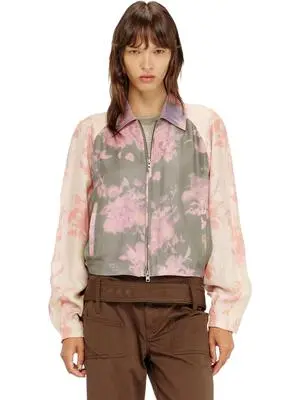 DIESEL® Diesel Floral Crinkled Acetate Bomber Jacket Multicolor