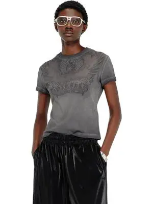 DIESEL® Diesel Slim Fit Dèvoré Phoenix T-Shirt Grey
