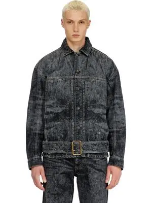 DIESEL® Diesel Biker-Inspired Denim Jacket With Gold-Tone Hardware