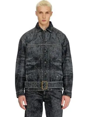 DIESEL® Biker-inspired Denim Jacket With Gold-tone Hardware - Black
