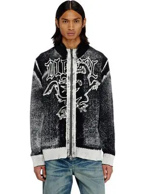 DIESEL® Treated Zip Cardigan With Griffin Motif Multicolor