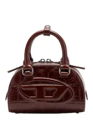 DIESEL® 1dr Dome Mini Bowling Bag In Croc-effect Leather - Brown