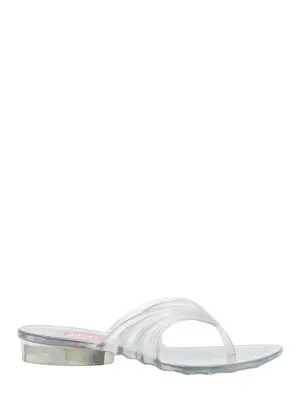 DIESEL® Diesel Sculptural Flip-Flops With Block Heel And Monogram Detail Silver