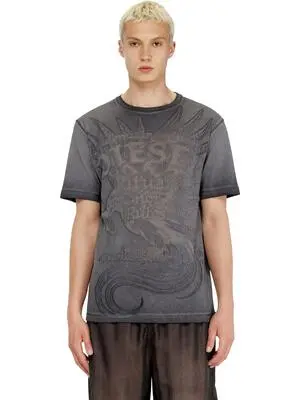 DIESEL® Jersey T-shirt With Embossed Graphic - Grey