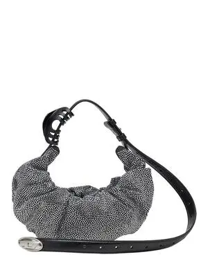 DIESEL® Scrunched Crystal Denim Hobo Bag - Black
