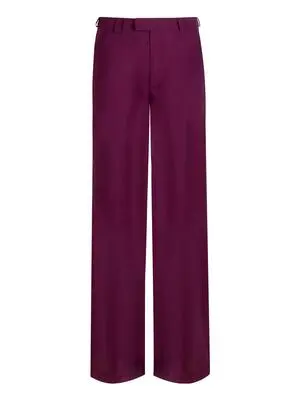 GUNDA HAFNER LTD Burgundy Mid Rise Straight Leg Merino Wool Trousers - Red