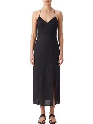 TWINSET Halterneck Midi Dress With Embroidered Detail - Black