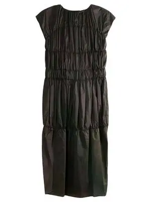 AMOMENTO Shirred Tiered Dress - Brown
