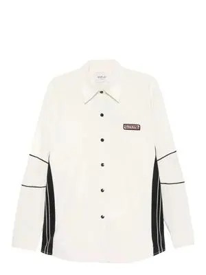 REPLAY Logo-patch Panelled Shirt - Neutrals