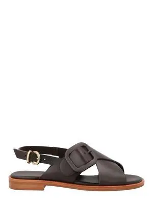 FRAU Crossover Strap Buckled Sandals - Brown