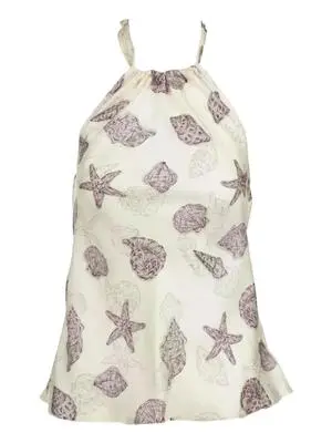 Marella Shell Print Halterneck Top - Neutrals